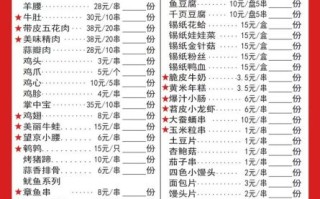 烧烤菜单价格表_烧烤店菜单怎么设计