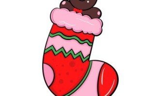 圣诞袜子简笔画彩色_怎么画才好看