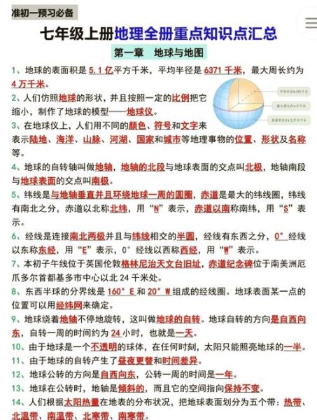 七年级地理人教版重点知识_地球与地图怎么学-第3张图片-山城妙识