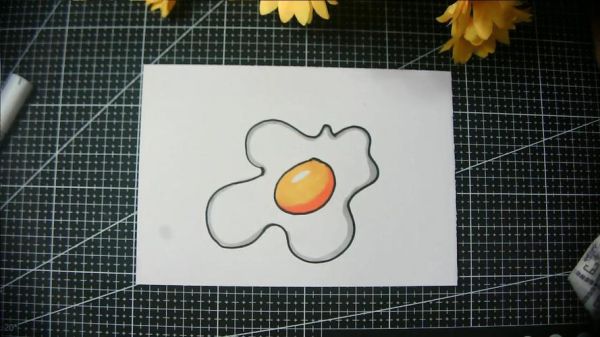 煎鸡蛋简笔画怎么画_煎鸡蛋简笔画步骤-第2张图片-山城妙识