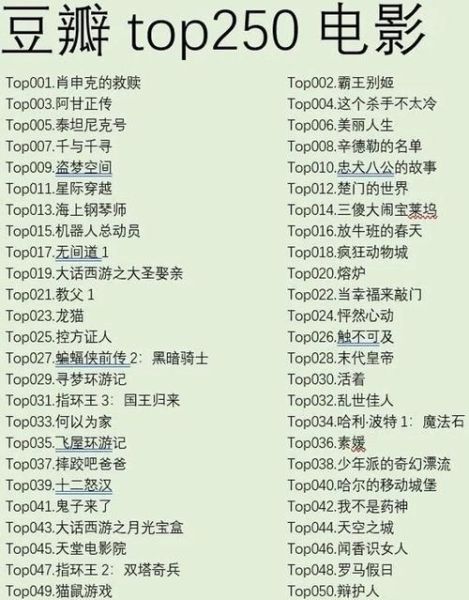 豆瓣电影排行榜有哪些值得看_如何挑选高分片-第1张图片-山城妙识
