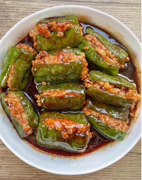 肉馅虎皮尖椒怎么做_虎皮尖椒怎么煎出虎皮-第2张图片-山城妙识 肉馅虎皮尖椒怎么做_虎皮尖椒怎么煎出虎皮-第2张图片-山城妙识