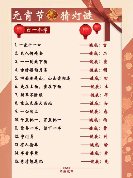 灯谜大全及答案_如何猜灯谜-第1张图片-山城妙识 灯谜大全及答案_如何猜灯谜-第1张图片-山城妙识