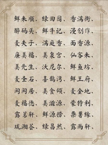 餐饮店名大全要吉利_如何取一个招财旺客的好名字-第3张图片-山城妙识 餐饮店名大全要吉利_如何取一个招财旺客的好名字-第3张图片-山城妙识