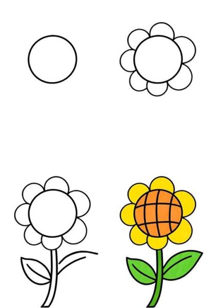 向日葵简笔画怎么画_向日葵图片简笔画教程-第3张图片-山城妙识 向日葵简笔画怎么画_向日葵图片简笔画教程-第3张图片-山城妙识