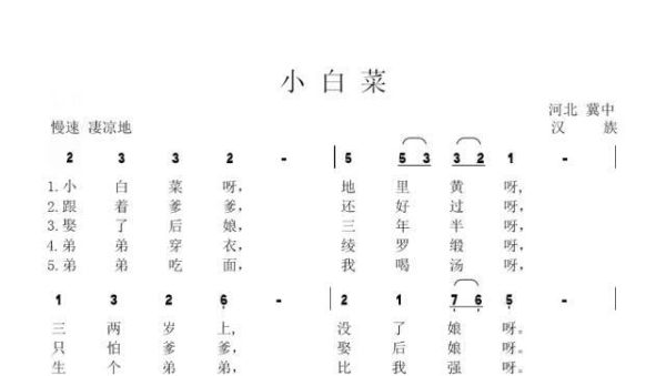 小白菜简谱怎么唱_小白菜简谱教唱技巧-第3张图片-山城妙识 小白菜简谱怎么唱_小白菜简谱教唱技巧-第3张图片-山城妙识