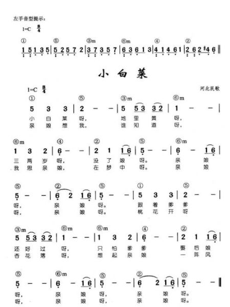 小白菜简谱怎么唱_小白菜简谱教唱技巧-第1张图片-山城妙识 小白菜简谱怎么唱_小白菜简谱教唱技巧-第1张图片-山城妙识