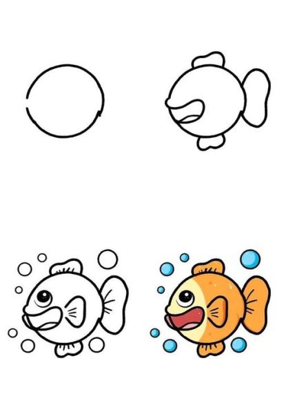 鱼的简笔画怎么画_鱼简笔画步骤图-第2张图片-山城妙识