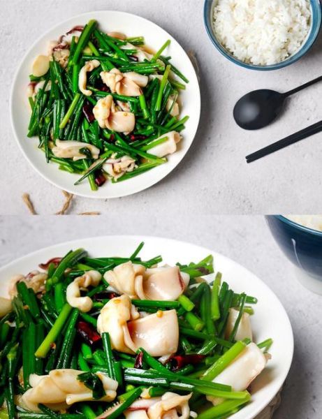 鱿鱼圈炒韭菜怎么做好吃_鱿鱼圈炒韭菜的家常做法-第1张图片-山城妙识