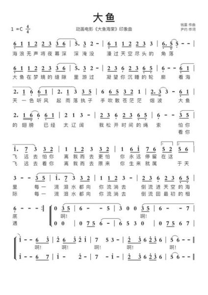 大鱼简谱怎么弹_大鱼简谱钢琴教学-第2张图片-山城妙识