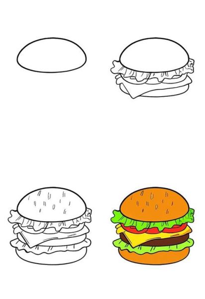 卡通汉堡图片哪里找_如何画可爱汉堡简笔画-第1张图片-山城妙识