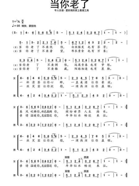 当你老了简谱怎么弹_钢琴简谱完整版-第1张图片-山城妙识