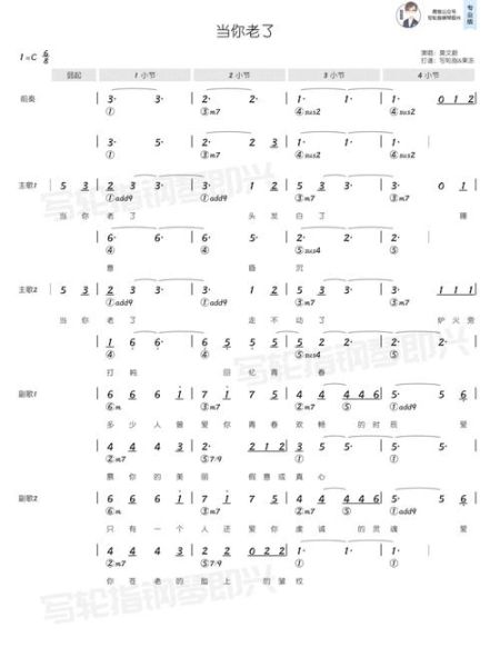 当你老了简谱怎么弹_钢琴简谱完整版-第3张图片-山城妙识