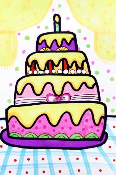 简单又漂亮的生日画怎么画_零基础也能学会的生日画教程-第3张图片-山城妙识