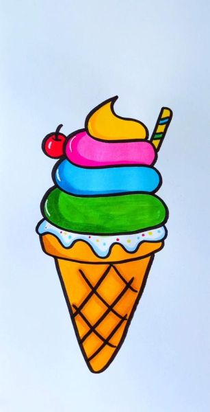 冰淇淋简笔画怎么画_冰淇淋简笔画图片大全可爱-第2张图片-山城妙识