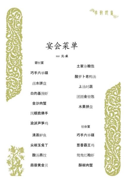 宴席菜单模板怎么写_如何定制高端宴会菜单-第2张图片-山城妙识 宴席菜单模板怎么写_如何定制高端宴会菜单-第2张图片-山城妙识