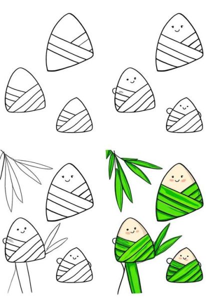 粽子简笔画步骤_粽子怎么画好看-第2张图片-山城妙识 粽子简笔画步骤_粽子怎么画好看-第2张图片-山城妙识