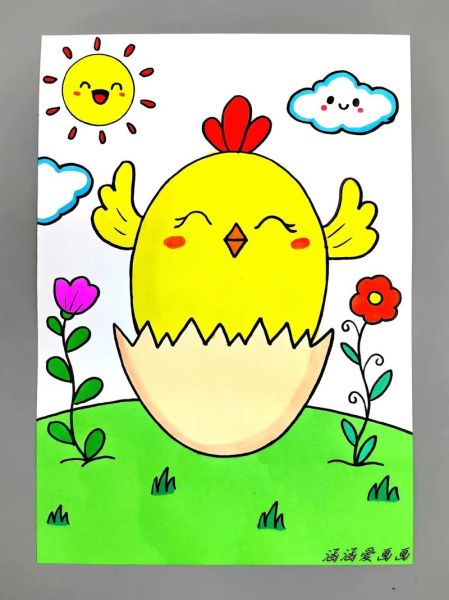 小鸡简笔画彩色_怎么画才可爱-第2张图片-山城妙识