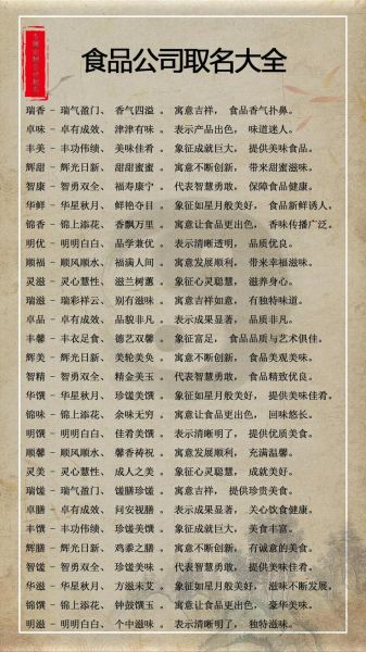 食品公司起名技巧_食品公司名称大全简单大气-第1张图片-山城妙识