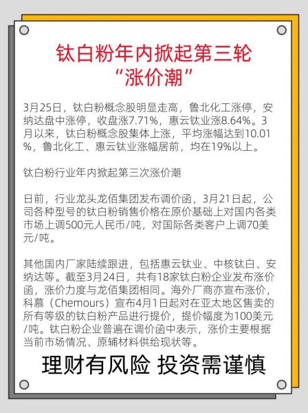 钛白粉股票还能涨吗_钛白粉龙头有哪些-第1张图片-山城妙识 钛白粉股票还能涨吗_钛白粉龙头有哪些-第1张图片-山城妙识