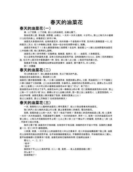 油菜花作文怎么写_油菜花作文500字范文-第1张图片-山城妙识