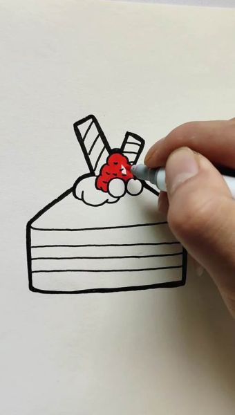 巧克力蛋糕简笔画怎么画_巧克力蛋糕简笔画图片大全-第2张图片-山城妙识