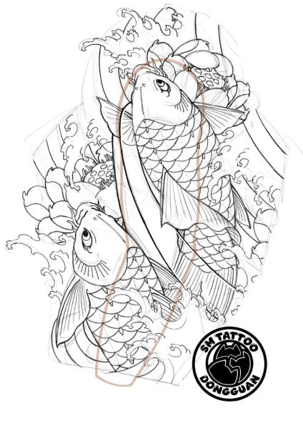 鲤鱼跃龙门纹身手稿_有什么寓意-第2张图片-山城妙识 鲤鱼跃龙门纹身手稿_有什么寓意-第2张图片-山城妙识