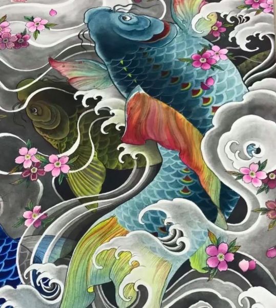 鲤鱼跃龙门纹身手稿_有什么寓意-第3张图片-山城妙识 鲤鱼跃龙门纹身手稿_有什么寓意-第3张图片-山城妙识