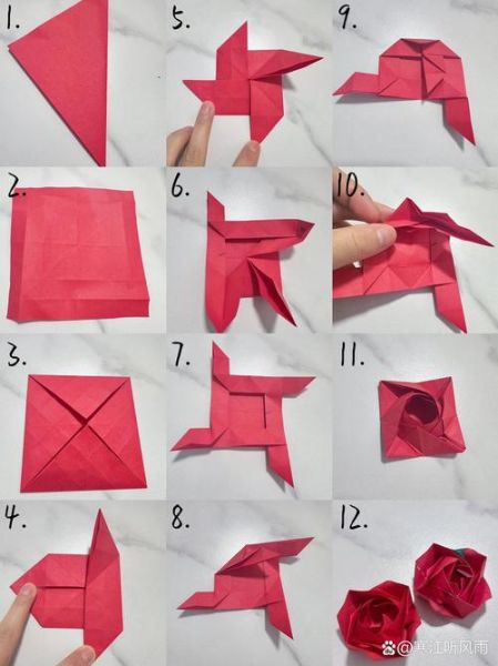 手工折纸玫瑰花的折法_折纸玫瑰步骤图解-第2张图片-山城妙识