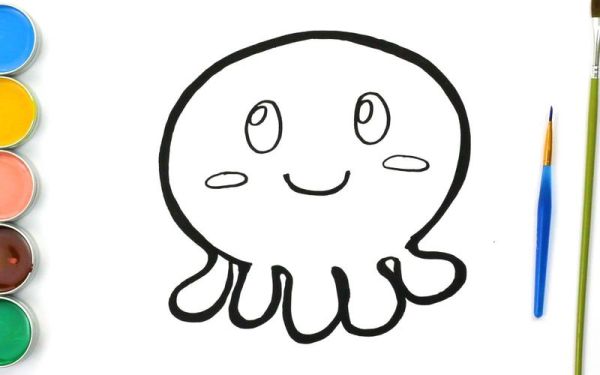 章鱼简笔画怎么画_章鱼简笔画图片带颜色教程-第3张图片-山城妙识