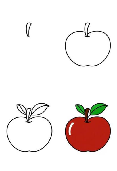 苹果简笔画怎么画_苹果简笔画步骤图-第2张图片-山城妙识 苹果简笔画怎么画_苹果简笔画步骤图-第2张图片-山城妙识