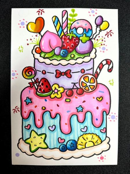 蛋糕简笔画怎么涂色_蛋糕涂色教程-第1张图片-山城妙识