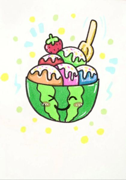 水果冰淇淋简笔画怎么画_简笔画步骤教程-第1张图片-山城妙识