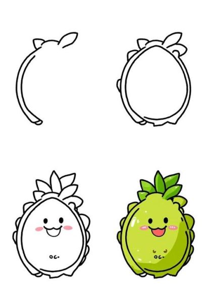 火龙果怎么画_火龙果简笔画步骤-第3张图片-山城妙识