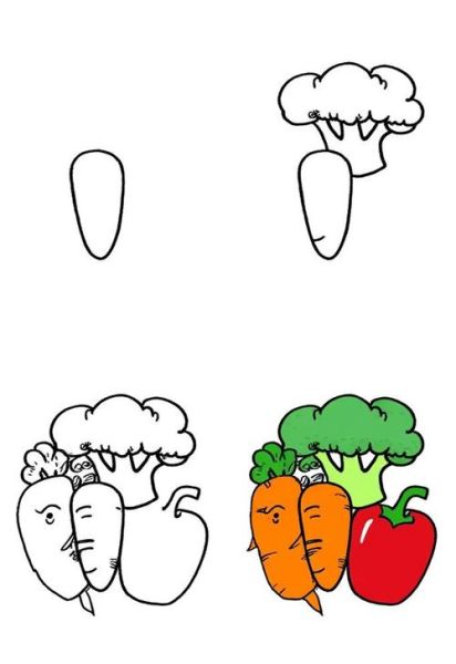 蔬菜简笔画图片大全可爱_怎么画才萌-第3张图片-山城妙识