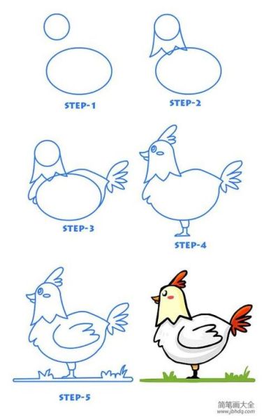 公鸡简笔画怎么画_公鸡简笔画步骤图-第2张图片-山城妙识