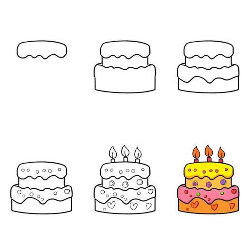 卡通蛋糕简笔画怎么画_卡通蛋糕简笔画教程-第1张图片-山城妙识