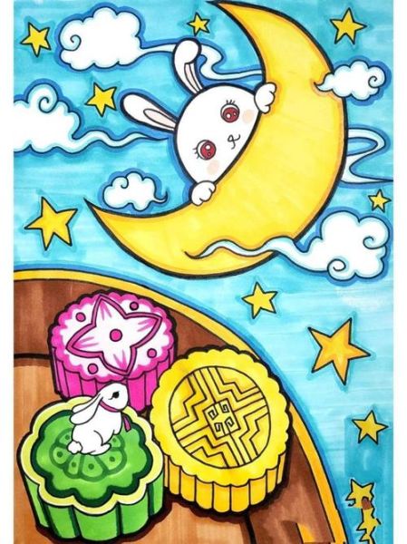 中秋节怎么画_一二年级中秋节画什么-第3张图片-山城妙识