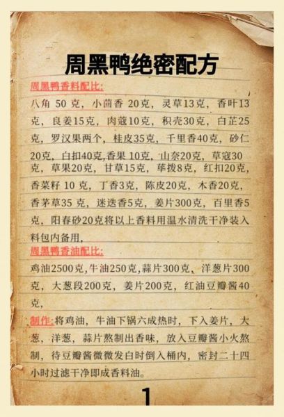 周黑鸭卤菜配方_如何在家复刻正宗味道-第1张图片-山城妙识 周黑鸭卤菜配方_如何在家复刻正宗味道-第1张图片-山城妙识