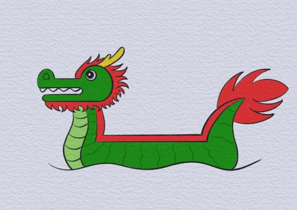 怎么画龙舟_龙舟简笔画步骤-第3张图片-山城妙识