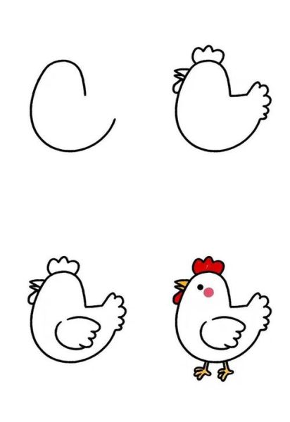 小鸡简笔画怎么画_小鸡简笔画步骤图解-第3张图片-山城妙识