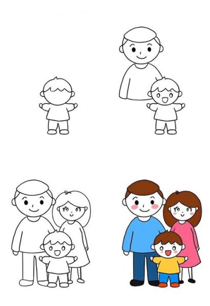 全家福简笔画三人怎么画_全家福简笔画三人教程-第1张图片-山城妙识
