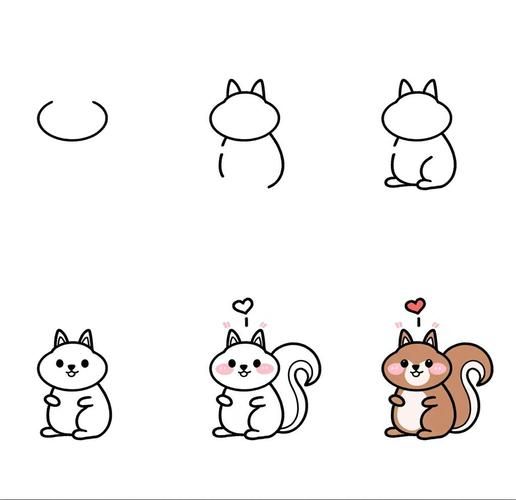 松鼠卡通简笔画怎么画_松鼠简笔画步骤图-第2张图片-山城妙识