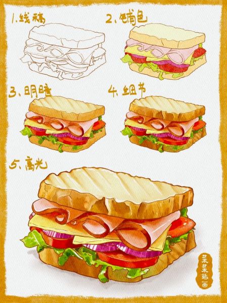 三明治简笔画怎么画_三明治简笔画步骤-第3张图片-山城妙识