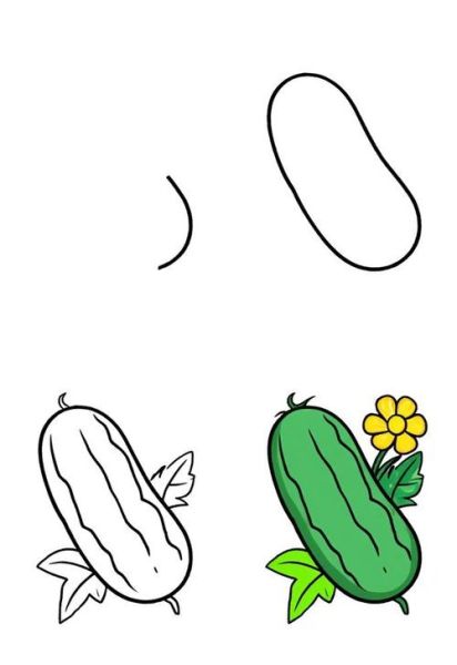 青瓜简笔画怎么画_青瓜简笔画步骤-第2张图片-山城妙识