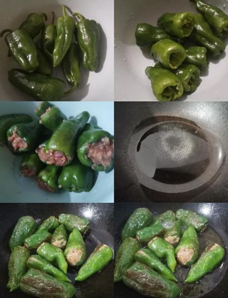 肉馅虎皮辣椒怎么做_虎皮辣椒肉馅不爆锅技巧-第3张图片-山城妙识
