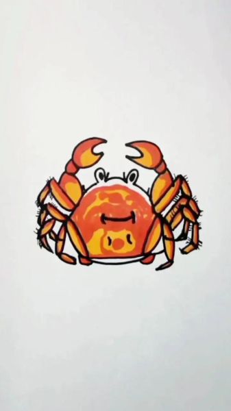 螃蟹简笔画怎么画_螃蟹涂色用什么颜色-第3张图片-山城妙识
