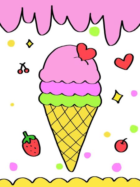 冰淇淋甜筒卡通图片_如何画可爱甜筒-第1张图片-山城妙识