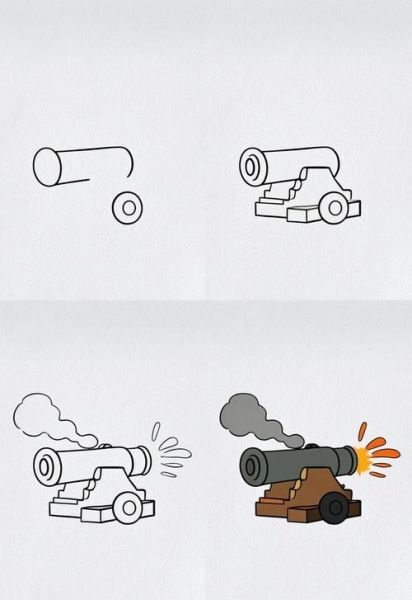 三大炮简笔画怎么画_三大炮简笔画步骤-第1张图片-山城妙识