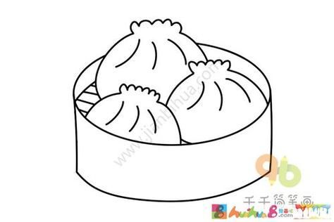 小笼包简笔画怎么画_小笼包图片简笔画教程-第1张图片-山城妙识